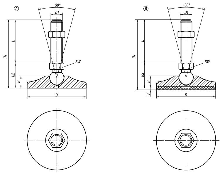 BLOHM - Swivel feet steel